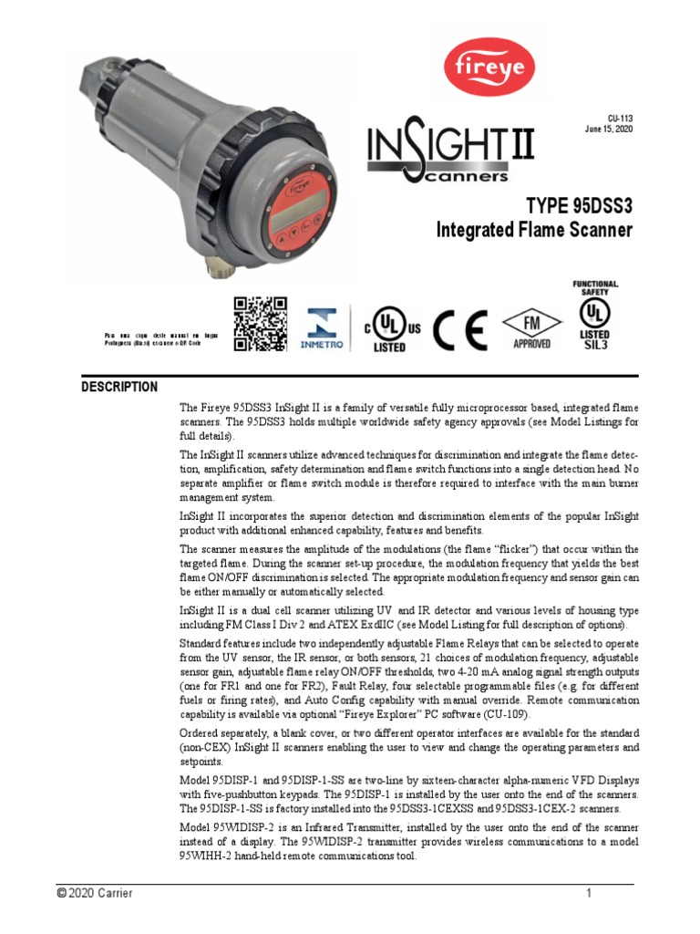 Insight II Type 95dss3 Integrated Flame Scanner CU 113 | PDF | Infrared ...