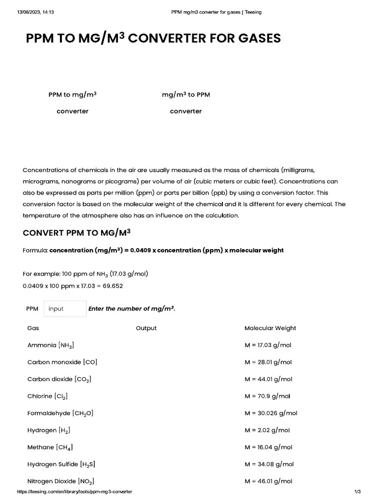 Conversão PPM X MG - m3 - 2 | PDF