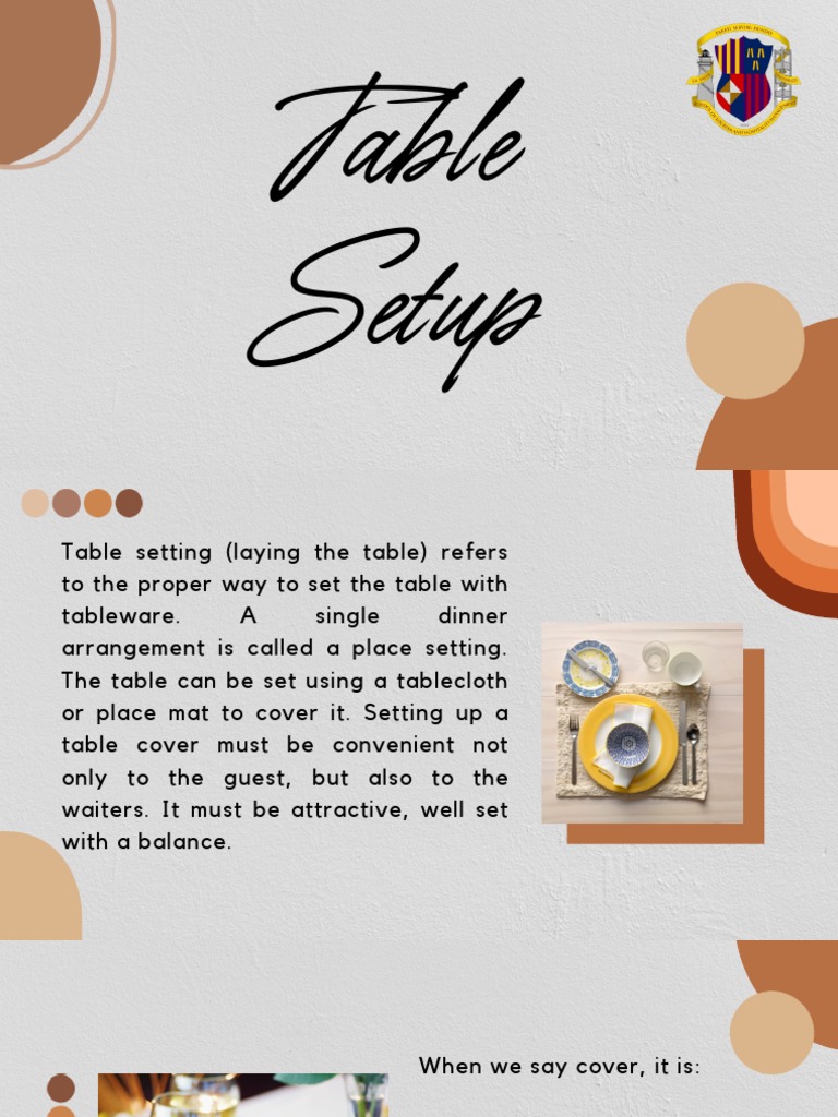 Table Setup Pdf Tableware Cooking