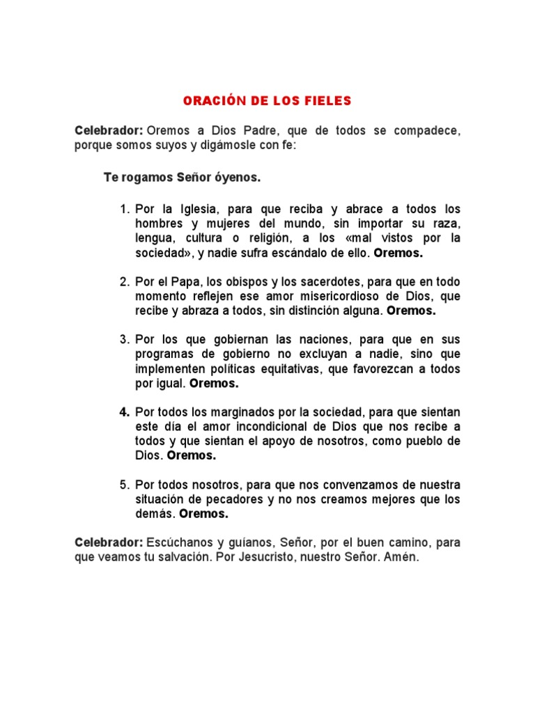 ORACION DE LOS FIELES. | PDF
