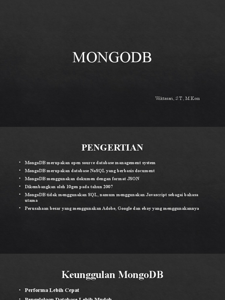 PERTEMUAN 7 (MongoDB) | PDF PERTEMUAN 7 (MongoDB) | PDF