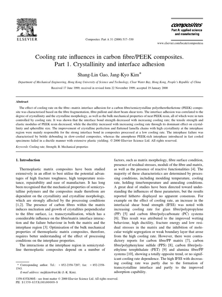 Cooling Rate Influences in CF-PEEK Crystallinity | PDF | Composite Material | Ductility