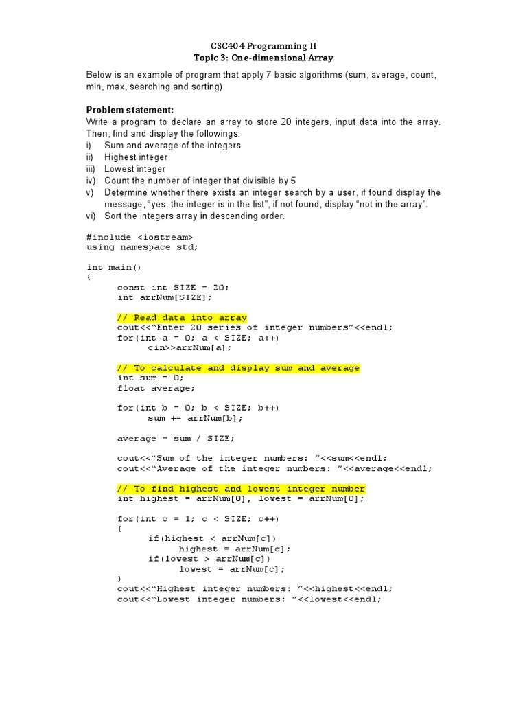 Csc404 Chap3 Array Seven Algorithms Pdf Computing 0310