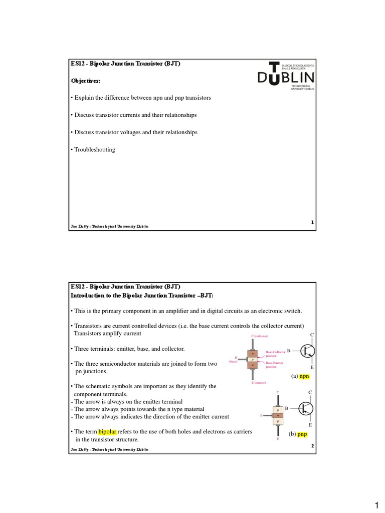 Lecture Note 9 - BJT Transistors | PDF | Bipolar Junction Transistor | Transistor