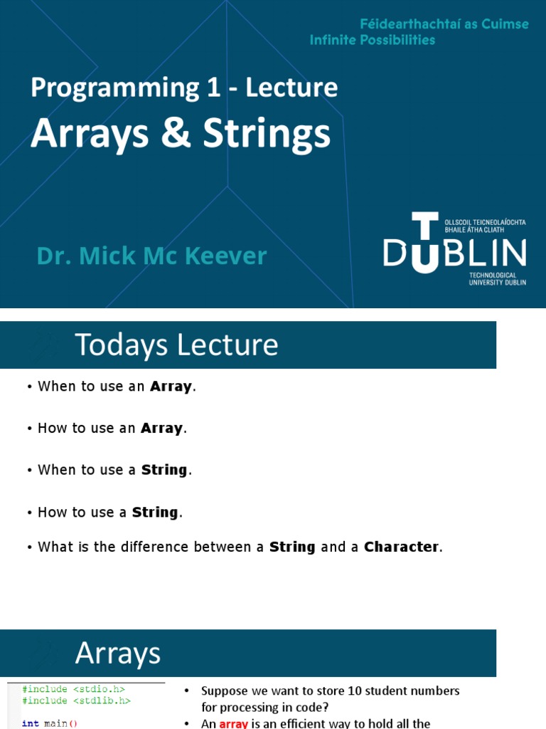 Programming 1 - L6 - Arrays | Download Free PDF | Integer (Computer Science) | String (Computer ...