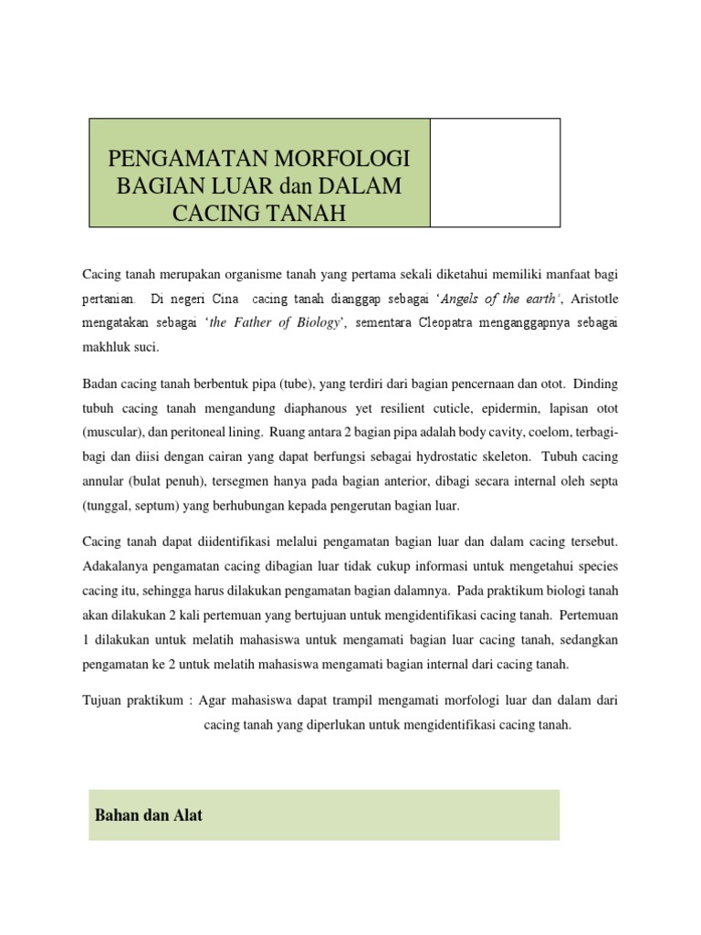 Materi Cacing Tanah | PDF | Sains & Matematika