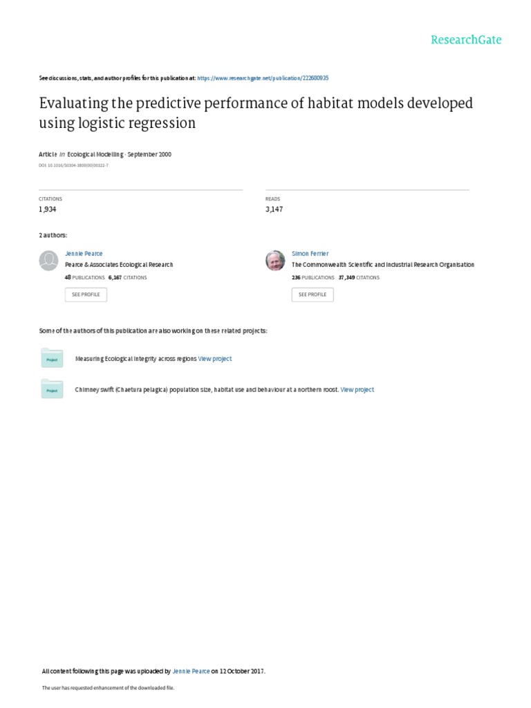 Evaluating The Predictive Performance of Habitat M | PDF | Receiver Operating Characteristic ...