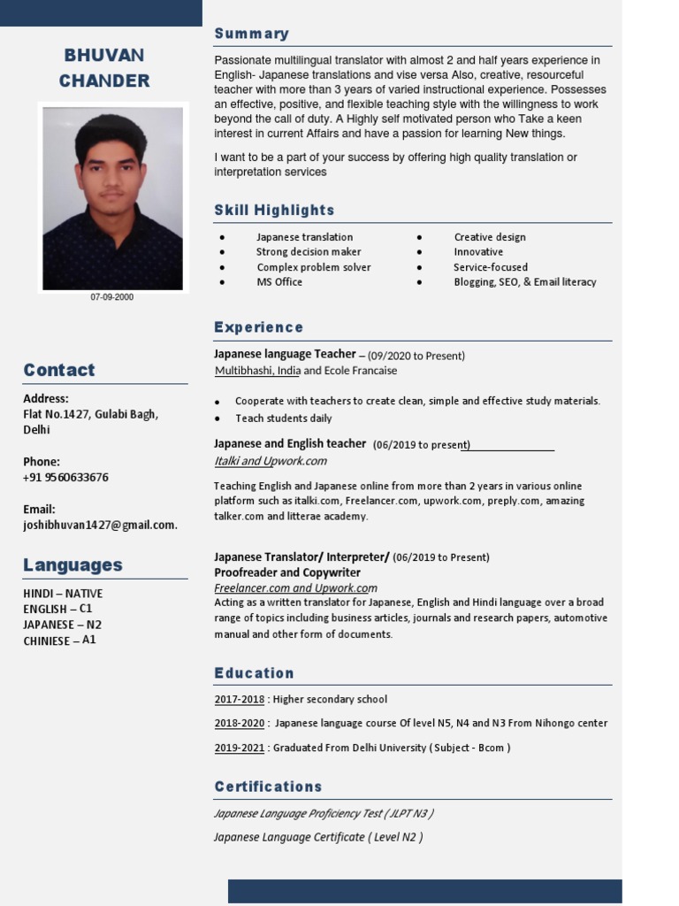 RESUME - BHUVAN - JOSHi 1 | PDF | Behavior Modification | Cognition