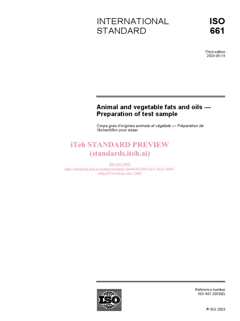 ISO-661-2003 - Preparación de La Muestra | Download Free PDF | International Organization For ...