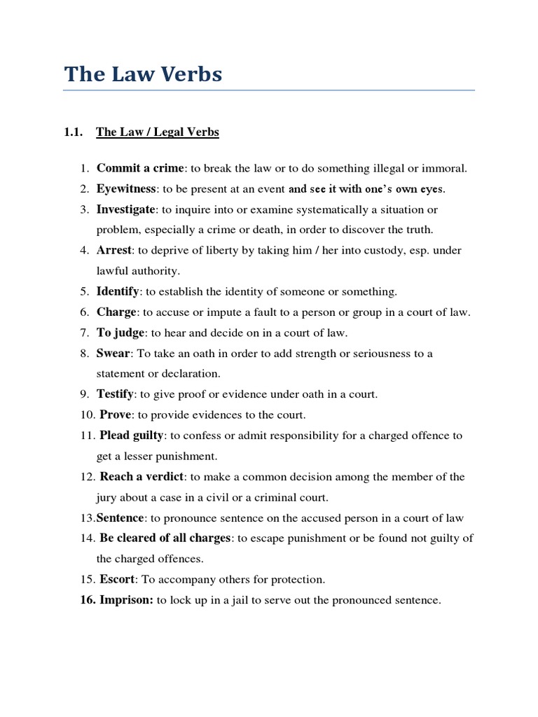 The Law Verbs and Nouns | PDF