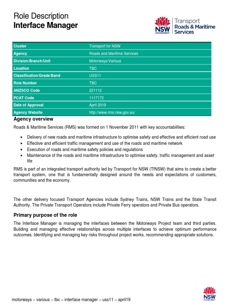 Construction - Interface Manager - USS11 | PDF | Risk | Project Management