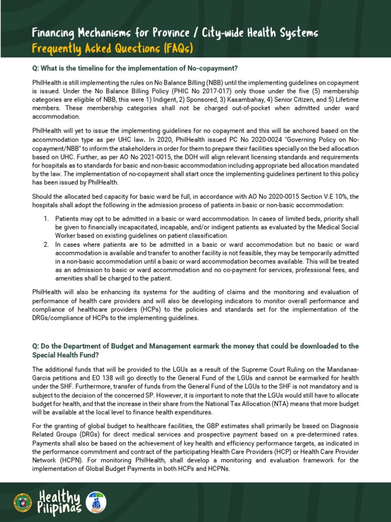 FAQs - Financing Mechanisms For Province - City Wide Health Systems ...