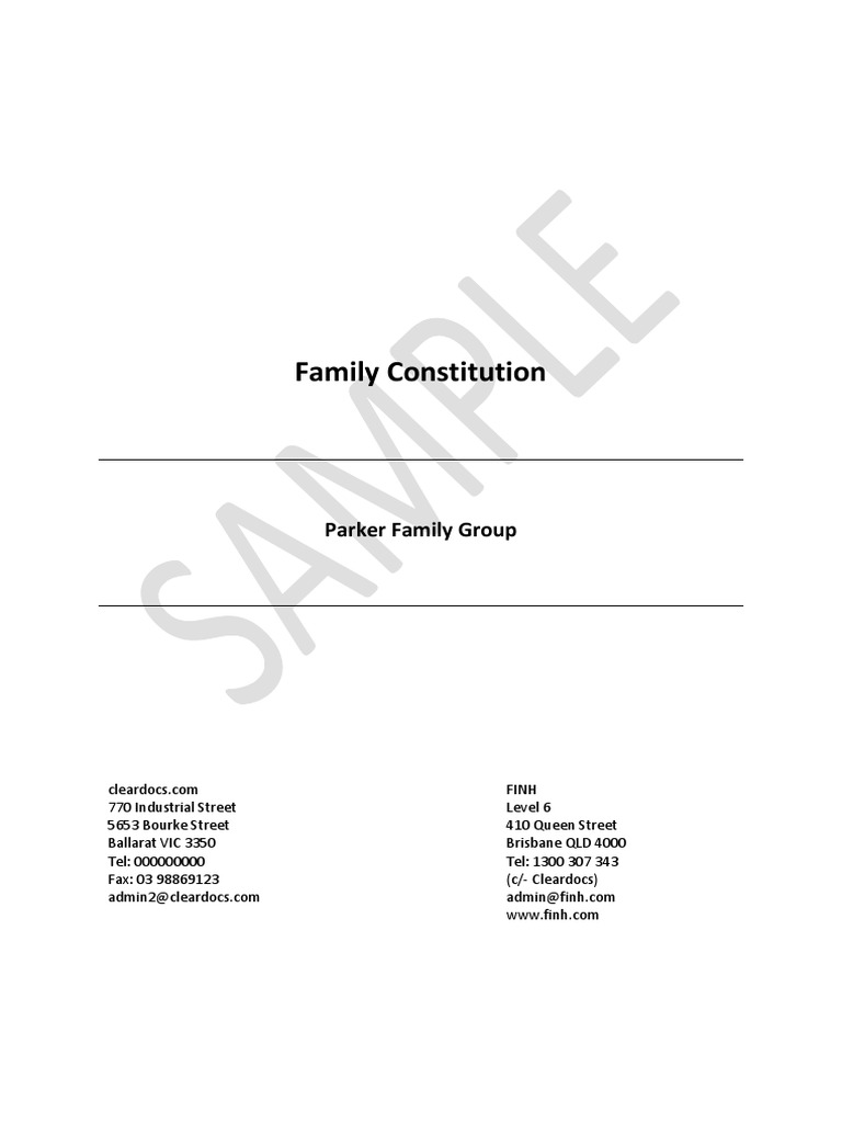 Sample Family Constitution | PDF | Governance | Family