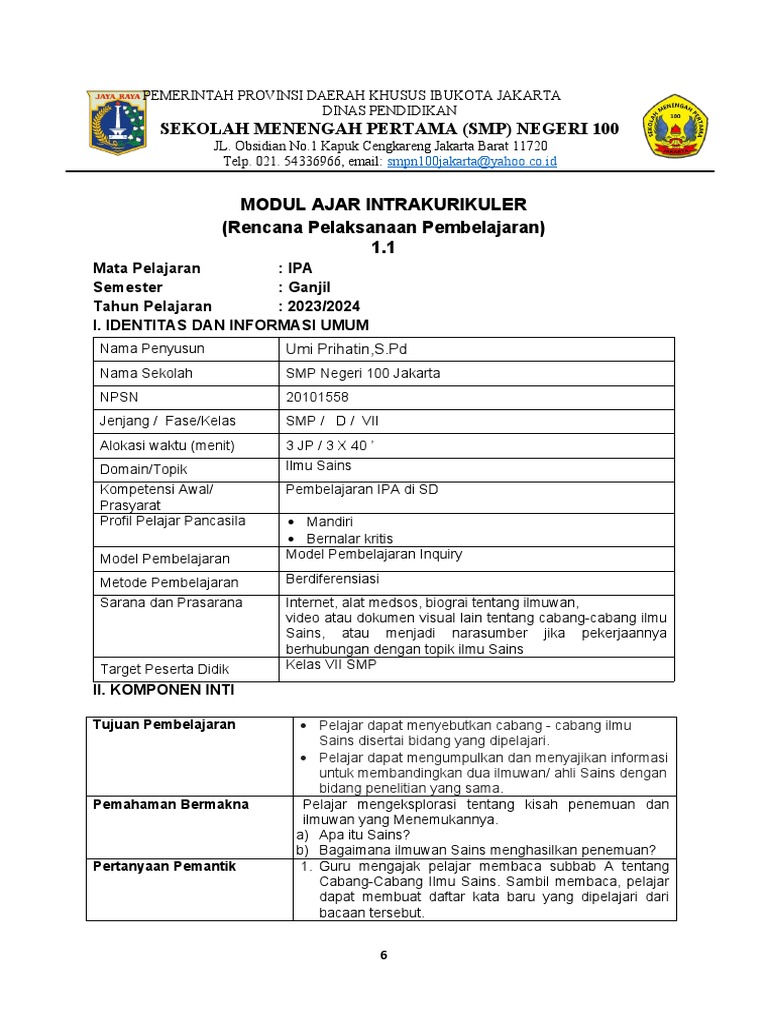 Modul Ajar Ipa VII | PDF