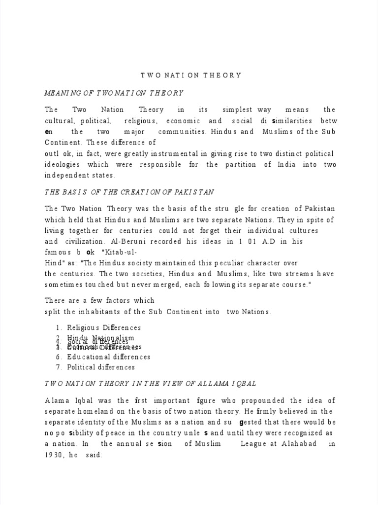 PDF Two Nation Theory | PDF PDF Two Nation Theory | PDF