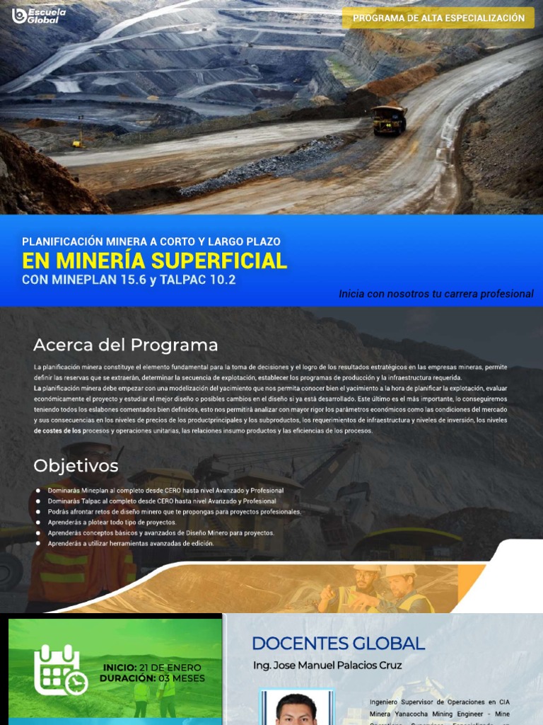 Brochure-Planificacion A Corto y Largo Plazo en Mineria Superficial Con ...
