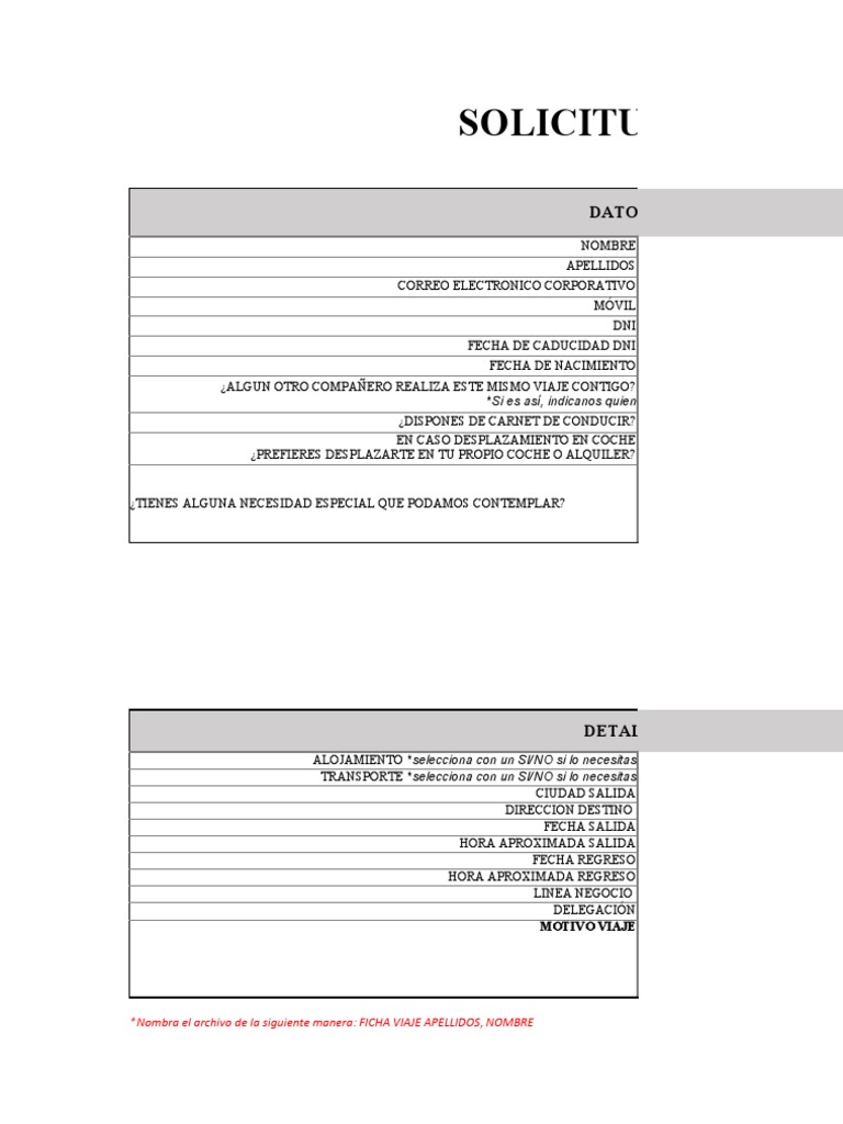 Solicitud de Viajes | PDF