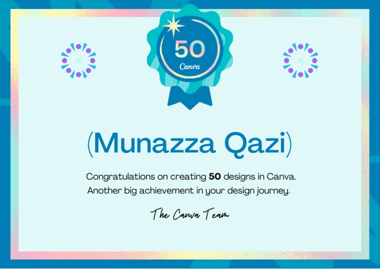 Canva 50 Designs Milestone Badge | PDF