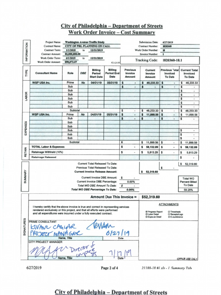 Washington Ave WSP Invoices | Download Free PDF | Invoice | Business
