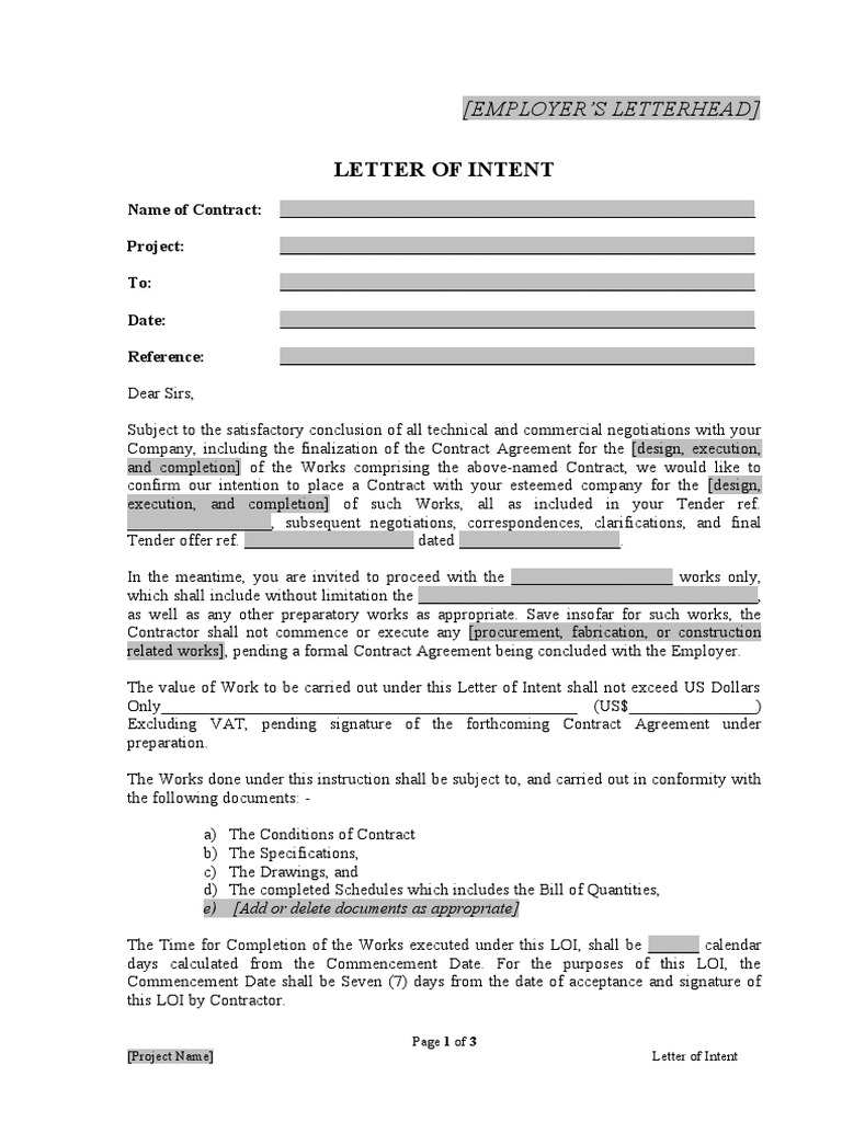 Letter of Intent - Template | PDF | Justice | Crime & Violence