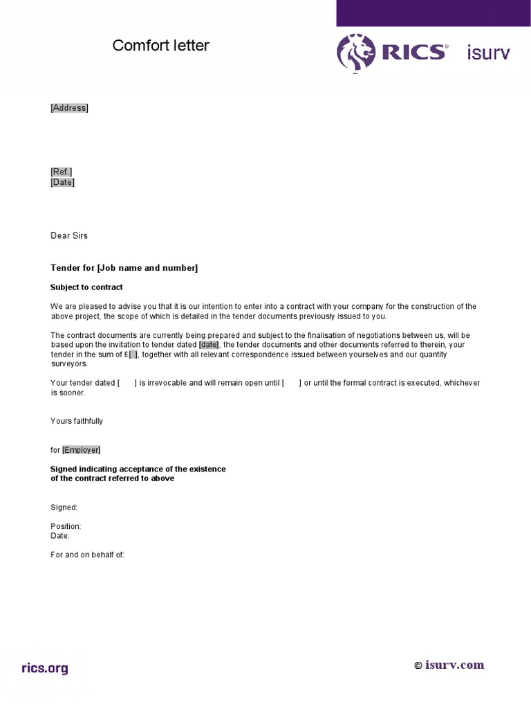 Comfort Letter | PDF