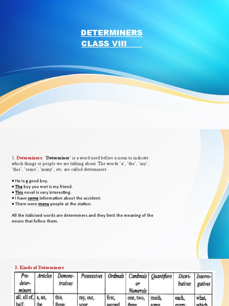 Determiners | Download Free PDF | Noun | Grammatical Number