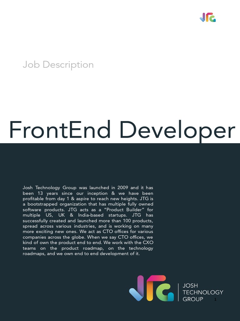 Front End Developer-JD | PDF | Angular Js | Bootstrap (Front End Framework)