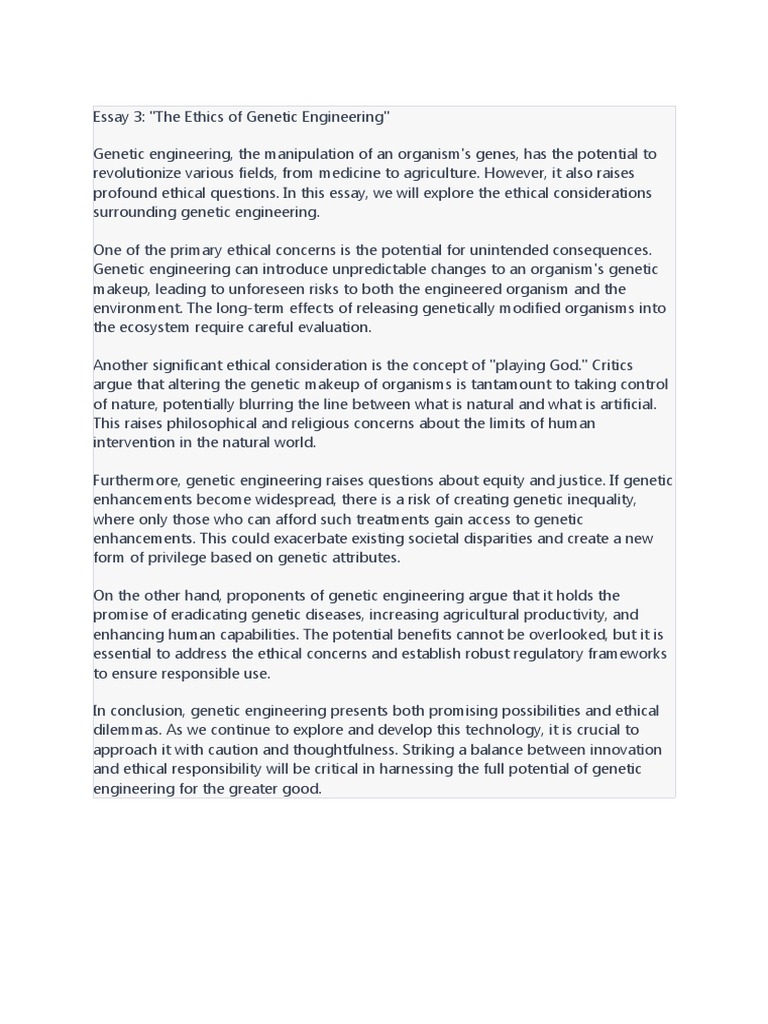 The Ethics of Genetic Engineering | PDF