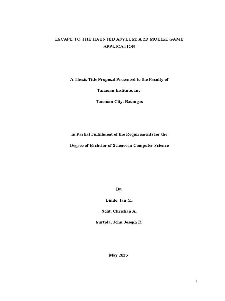 Escape To The Haunted Asylum - A 2D Mobile Game Application2 | PDF ...