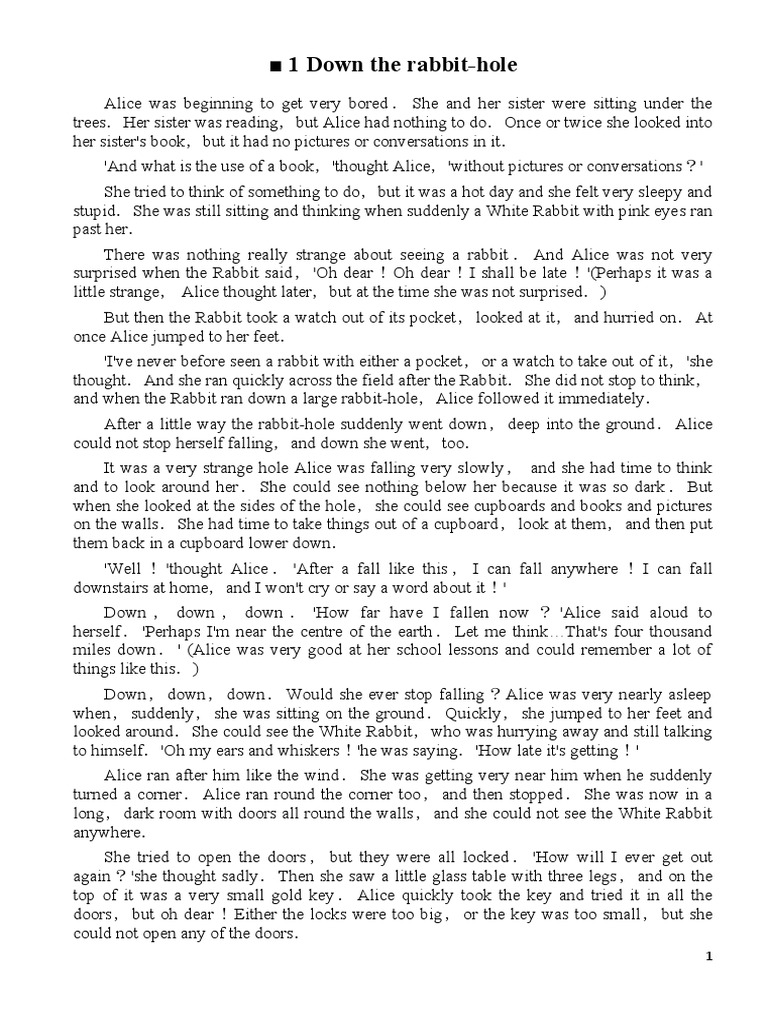 Alice's Adventures in Wonderland: Chapter 1 | PDF | Poetry