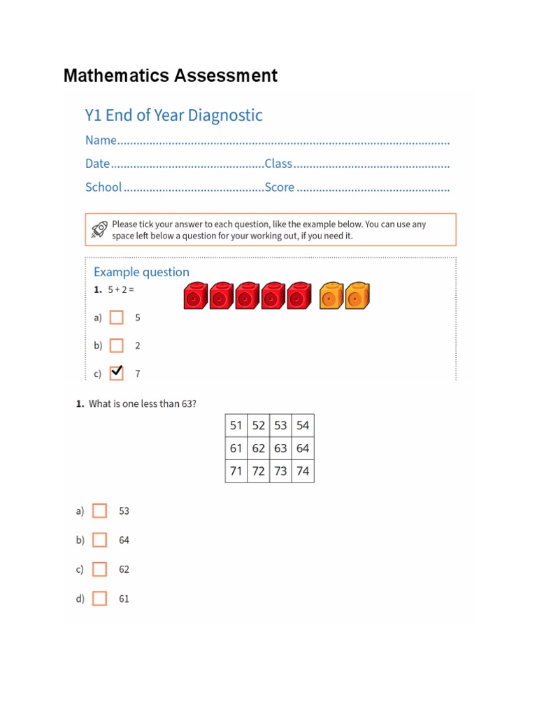 Math and English Assessment Questions | PDF