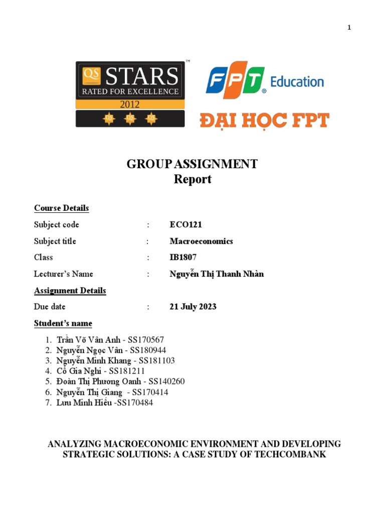 Group Assignment - ECO121 - IB1807 | PDF | Economic Growth | Banks