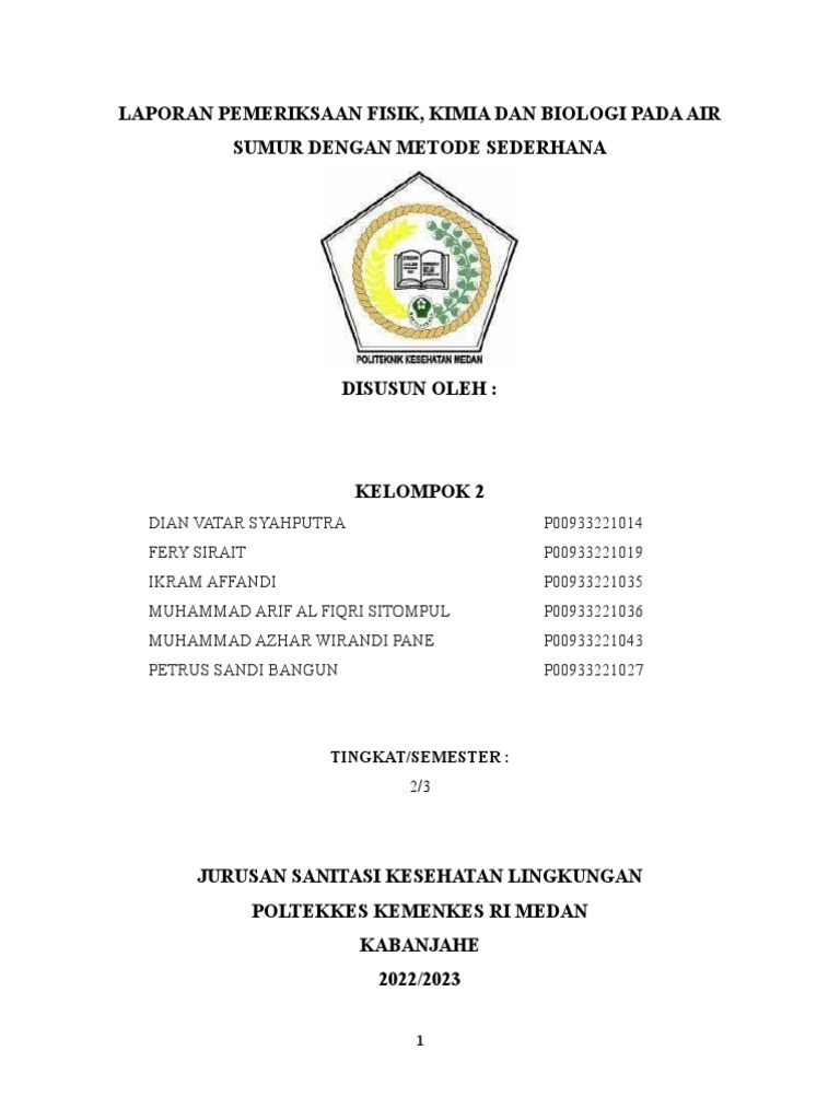 Laporan Pemeriksaan Air Sumur Seribujati Dengan Cara Metode Sederhana | PDF