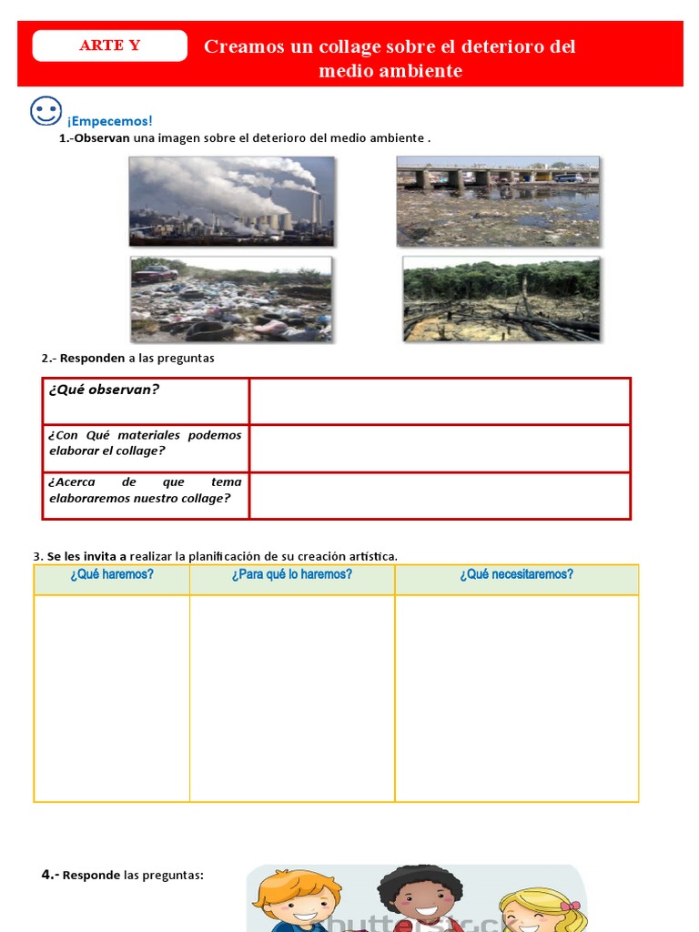 D5 A3 FICHA ARTE Creamos Un Collage Sobre El Deterioro Del Medio Ambiente | PDF | Collage