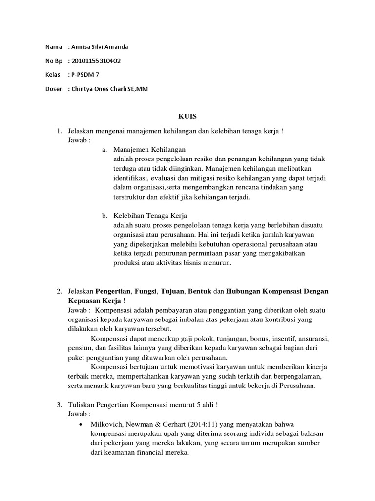 Amanda KUIZ&Latihan PPSDM7 200402 | PDF | Karier & Perkembangan | Bisnis