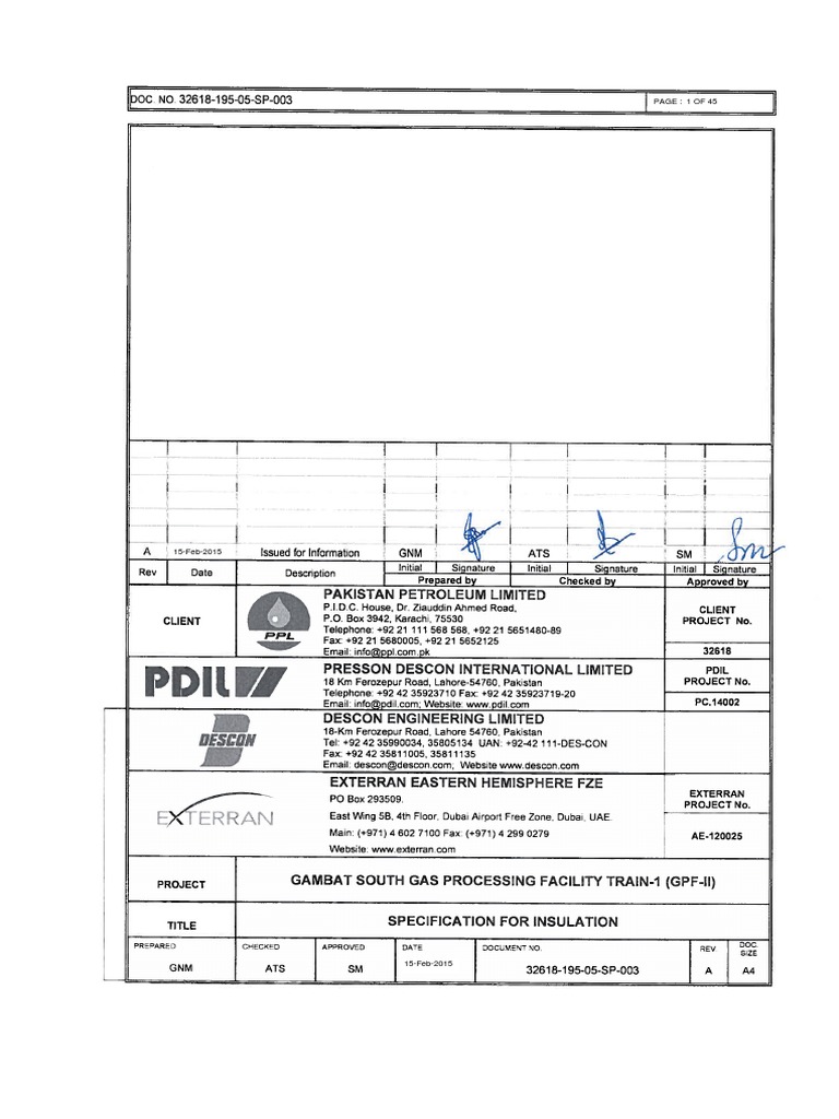 Spec. For Insulation | PDF | Pipe (Fluid Conveyance) | Thermal Insulation