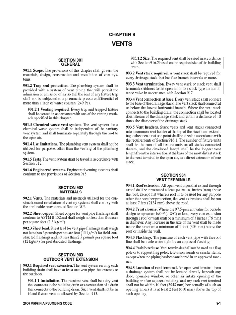 Chapter 9 - Vents | PDF | Plumbing | Environmental Engineering