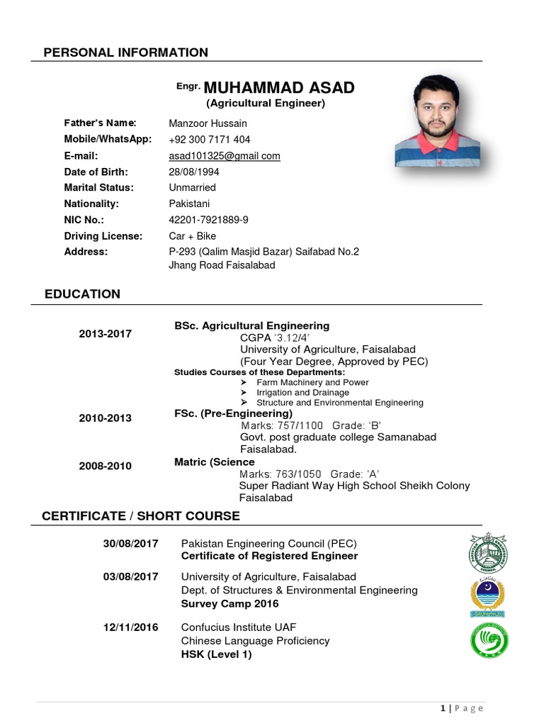 Engr. M - Asad-CV | PDF Engr. M - Asad-CV | PDF