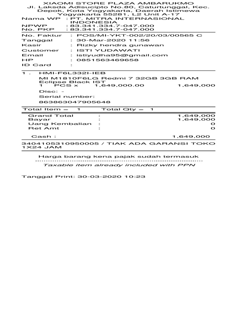 Pos Mi-Ykt-002 20 03 00565 | PDF