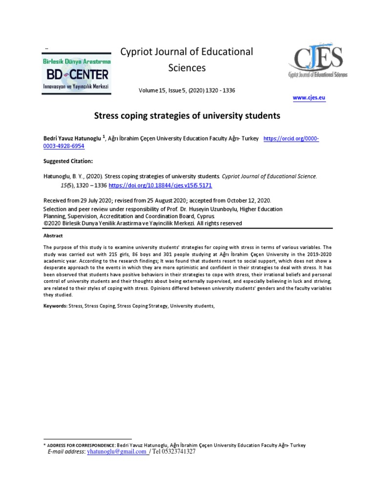 Stress Coping Strategies of University Students | PDF | Stress (Biology ...