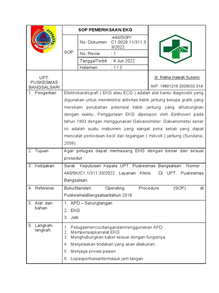 Sop PEMERIKSAAN EKG | PDF