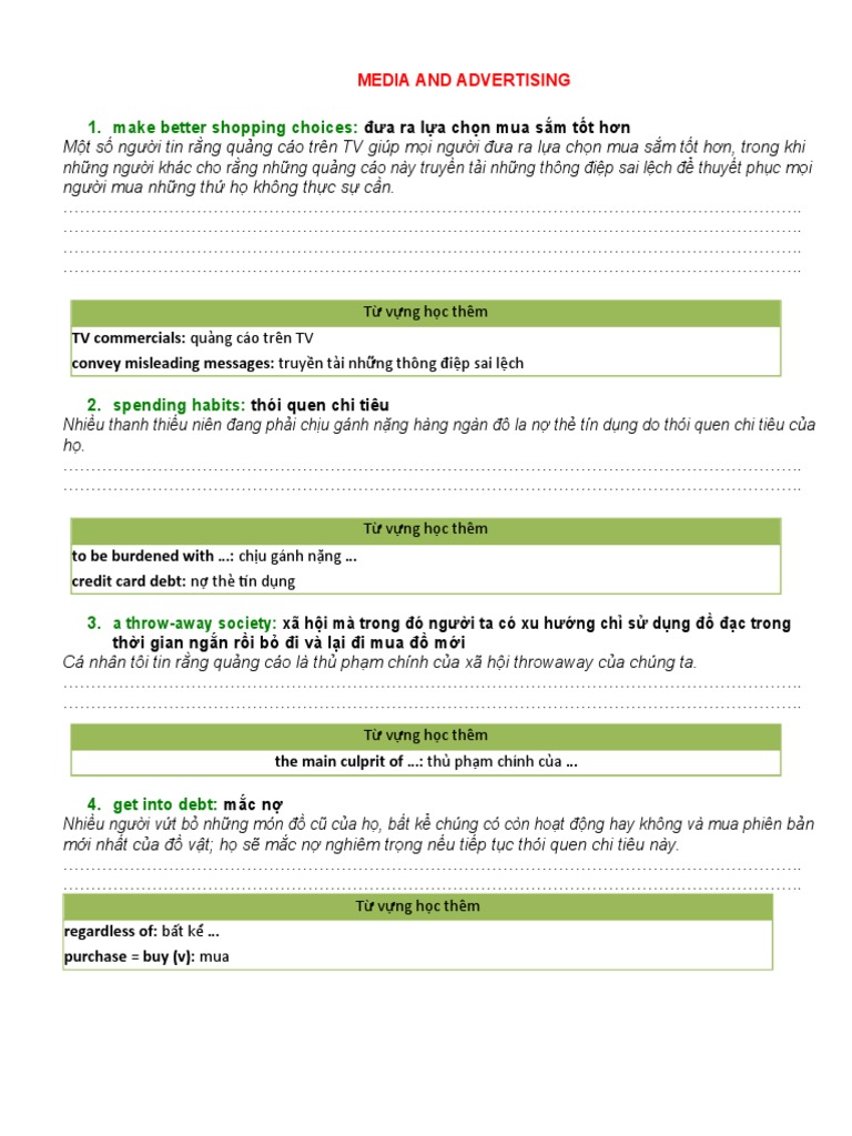 Advertisement Vocabulary | PDF