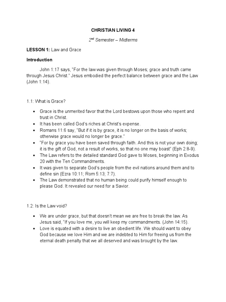 Law And Grace Pdf Grace In Christianity Divine Grace
