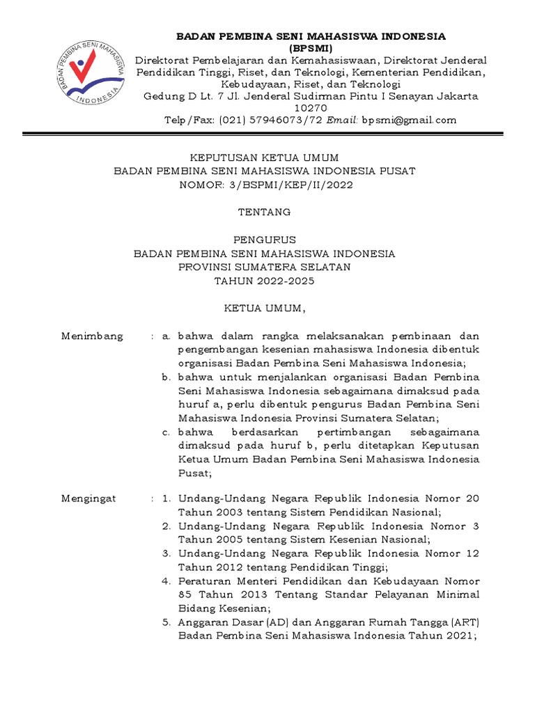 SK BPSMI SUMSEL 2022 2025 Rev | PDF