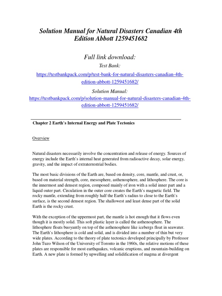 Natural Disasters Canadian 4th Edition Abbott Solution Manual | PDF ...