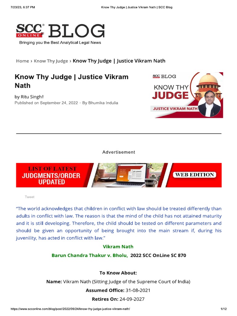 Justice Vikramnath's Judgement | PDF