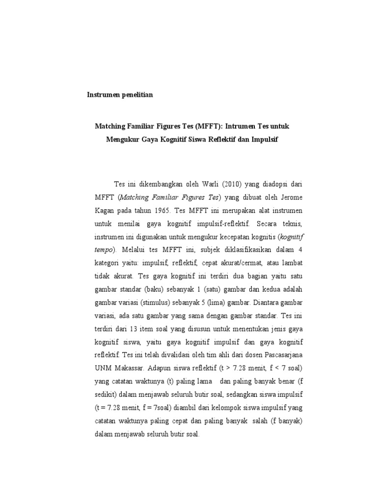 Instrumen MFFT | PDF