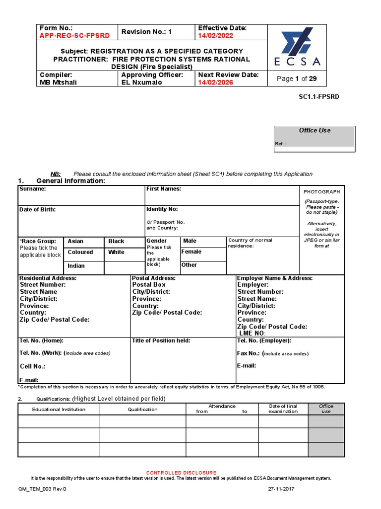 APP-REG-SC-FPSRD Registration As A Specified Category Practitioner Fire ...