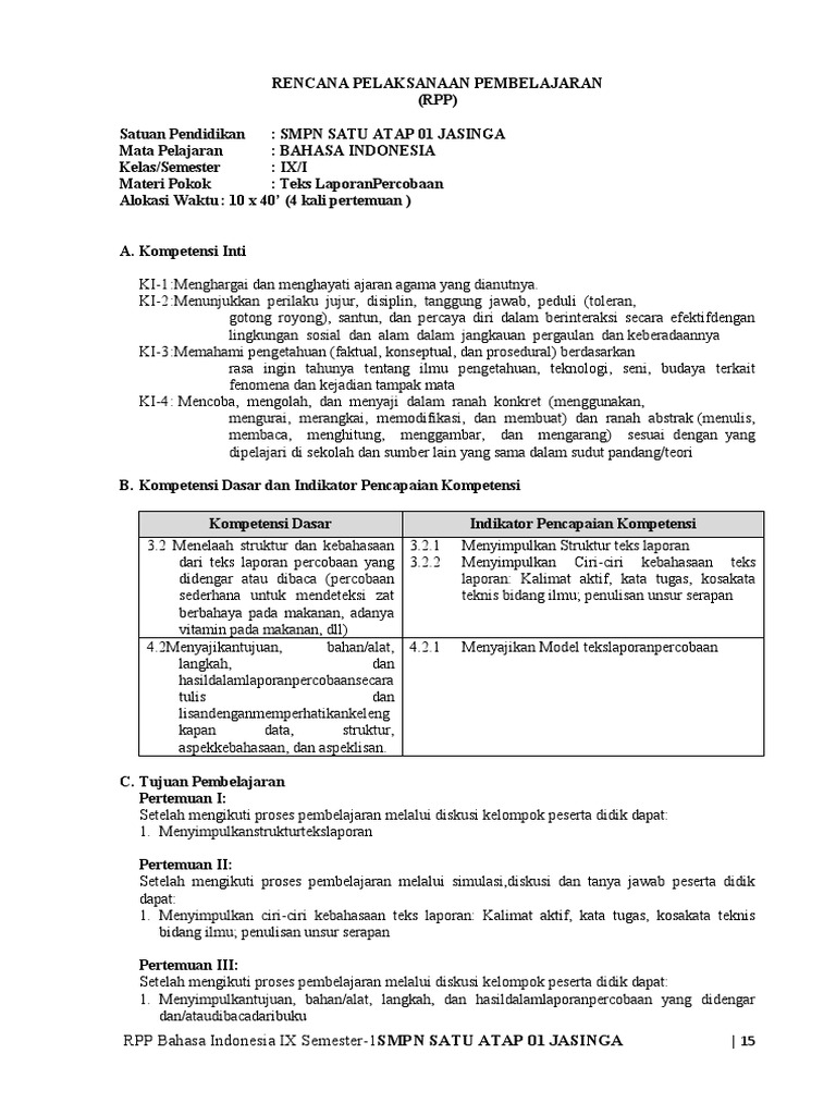 Bab-2 RPP k13 Bindo | PDF