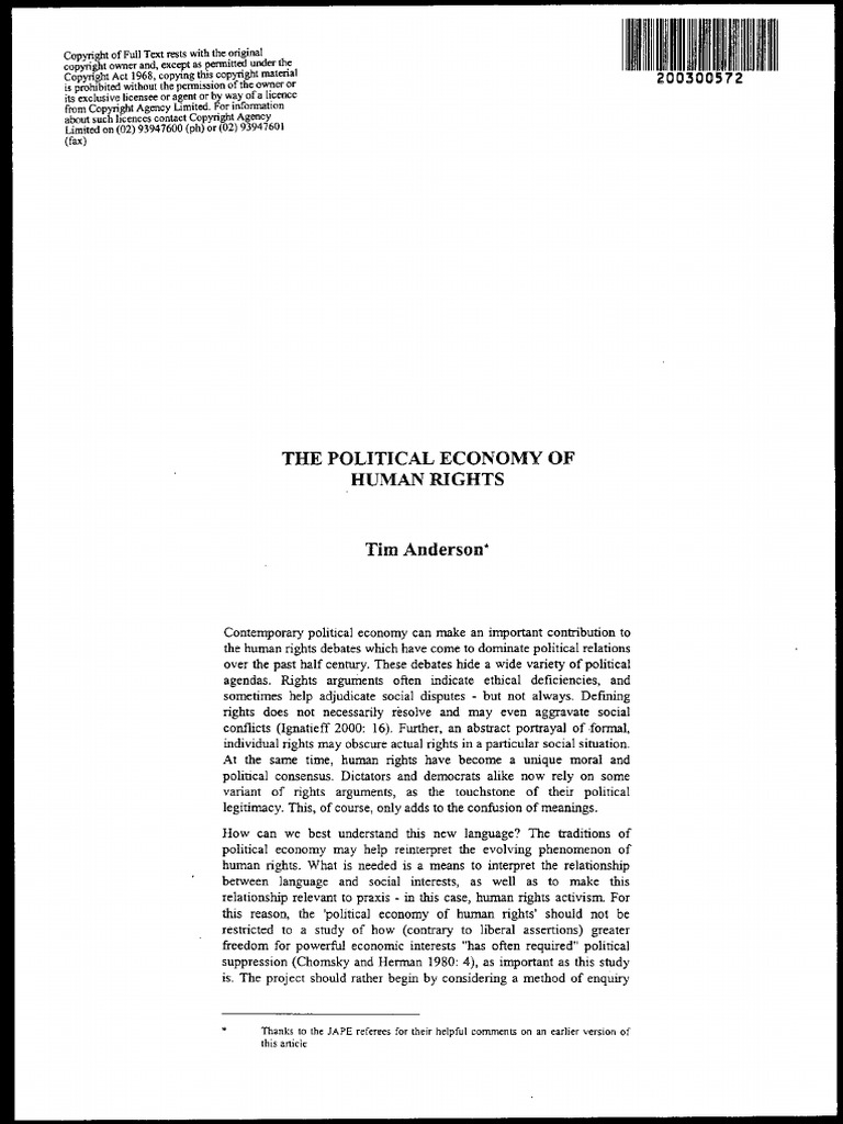 The Political Economy of Human Rights | PDF | Human Rights | Rights